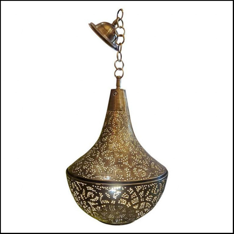 Intricate Moroccan Copper Ceiling Lamp or Lantern, Pear Shape - Living ...